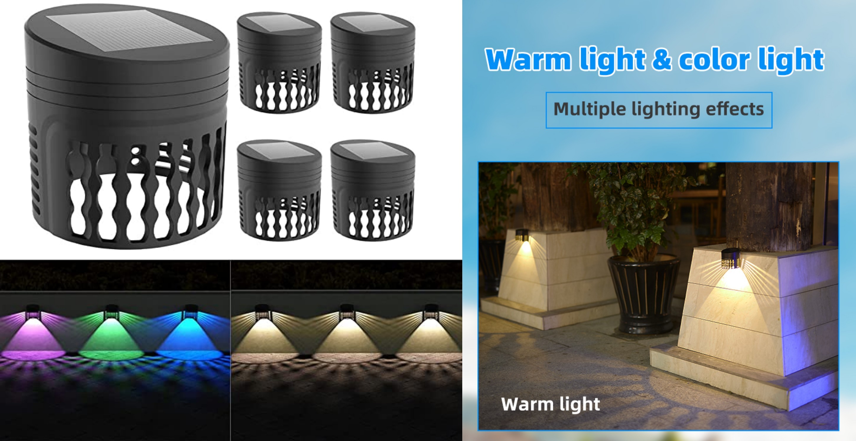 Decorative light effect solar garden lights LED lighting for fence wall ...
