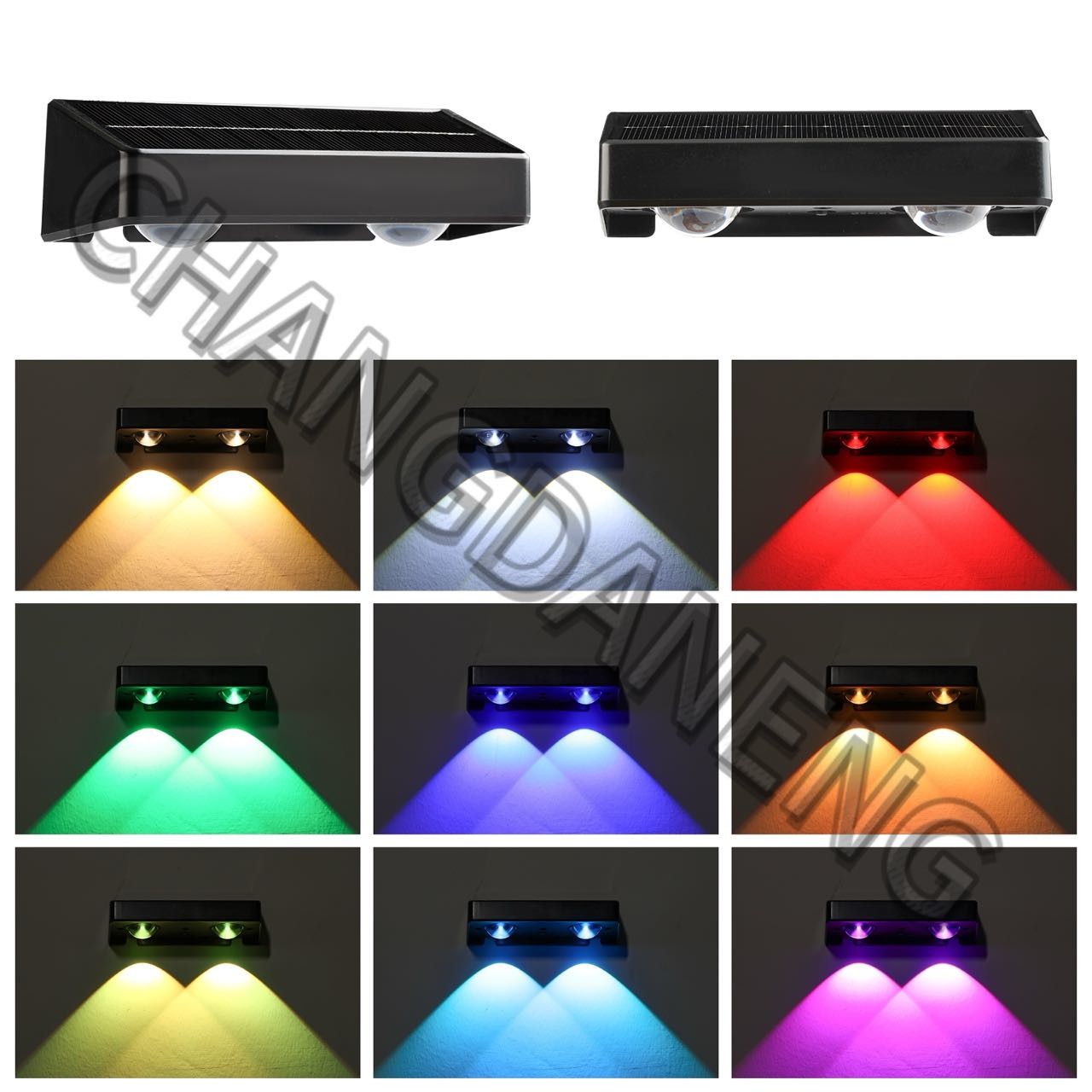 1200mAh Lithium Battery Solar Fence Light Warm White RGB IP65 ...