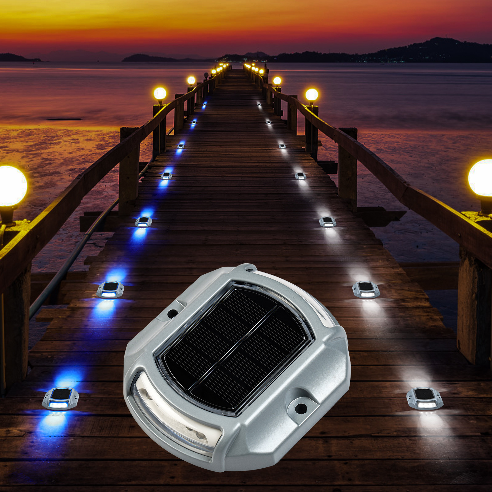 Aluminum LED Solar Dock Light 140g Weight Bule/Cold White for Marine ...