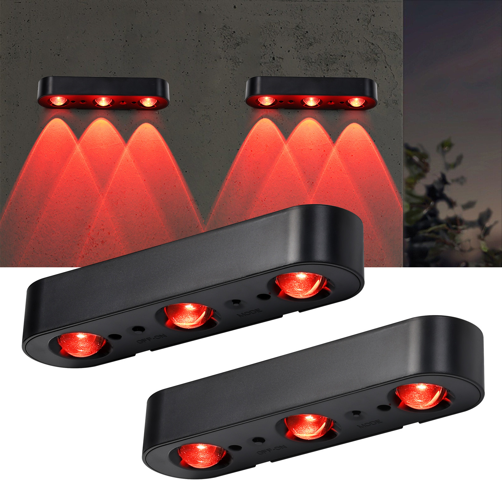 Ultra Bright Waterproof Solar Wall Light With 3 Warm White RGB LEDs (2 ...